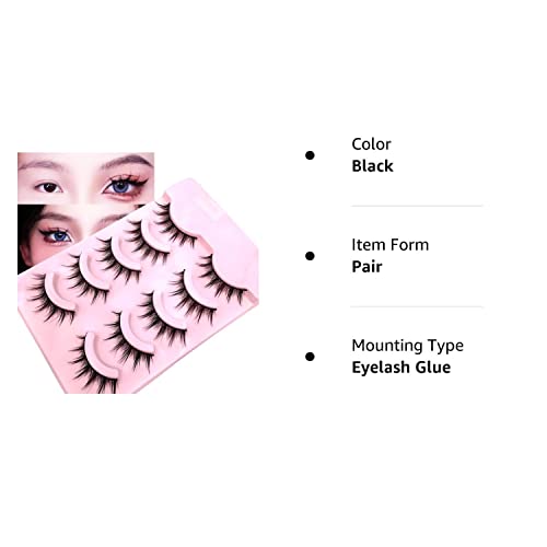 Anime Cosplay Manga Lashes,15mm 3D Wispy Spiky Lashes for Natural Look Reusable 5 Pairs Fake Eyelashes,Perfect for Japanese Anime Fans,Get Stunning Eyes.