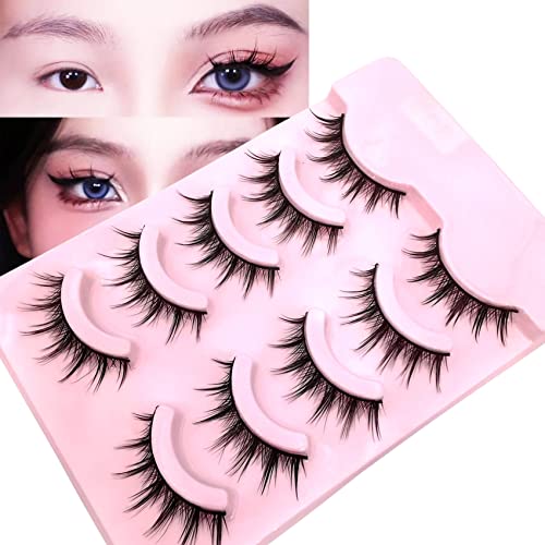 Anime Cosplay Manga Lashes,15mm 3D Wispy Spiky Lashes for Natural Look Reusable 5 Pairs Fake Eyelashes,Perfect for Japanese Anime Fans,Get Stunning Eyes.