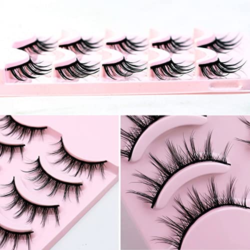 Anime Cosplay Manga Lashes,15mm 3D Wispy Spiky Lashes for Natural Look Reusable 5 Pairs Fake Eyelashes,Perfect for Japanese Anime Fans,Get Stunning Eyes.