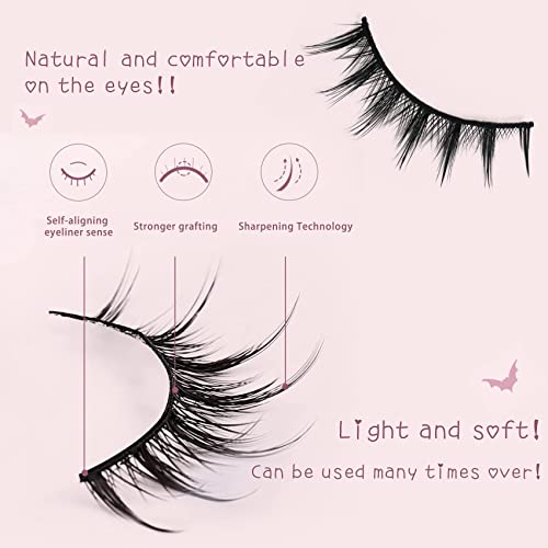 Anime Cosplay Manga Lashes,15mm 3D Wispy Spiky Lashes for Natural Look Reusable 5 Pairs Fake Eyelashes,Perfect for Japanese Anime Fans,Get Stunning Eyes.