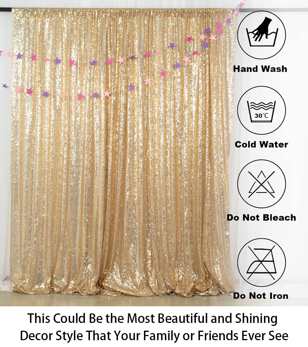 ShinyBeauty Sequin Backdrop 7ftx7ft Light Gold Sequin Fabric Backdrop Drapes Sparkle Backdrop for Photoshoot Glitter Backdrop for Parties Happy Birthday Backdrop