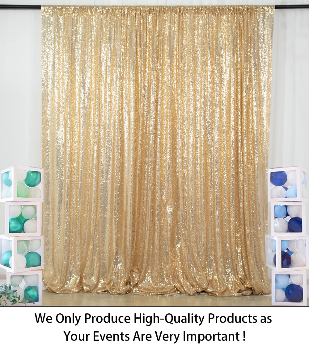 ShinyBeauty Sequin Backdrop 7ftx7ft Light Gold Sequin Fabric Backdrop Drapes Sparkle Backdrop for Photoshoot Glitter Backdrop for Parties Happy Birthday Backdrop