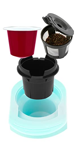 Nostalgia MyMini Single Coffee Maker, Brews K-Cup & Other Pods, Serves up to 14 Ounces, Tea, Chocolate, Hot Cider, Lattes, Reusable Filter Basket Included, Aqua