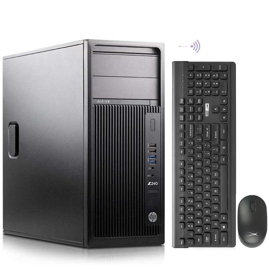 HP Tower Computers PC Workstation Z240,i7 Desktop,8GB Ram,256GB SSD + 2TB HDD,AX210 Built-in WiFi 6E,Windows 10,HDMI,DVI,DP,DVD,NVIDIA GT 1030 2GB,Wireless K&M +TJJ PAD (Renewed)