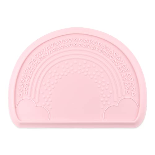 Bumkins Baby Silicone Sensory Placemat, for Babies and Toddlers, Suction Mat for Restaurants, Stick On High Chairs and Tables, Eating Finger Foods, Baby Led Weaning Essentials, Ages 6 Months Up, Pink