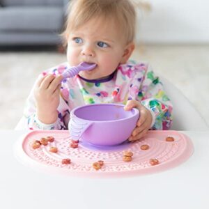 Bumkins Baby Silicone Sensory Placemat, for Babies and Toddlers, Suction Mat for Restaurants, Stick On High Chairs and Tables, Eating Finger Foods, Baby Led Weaning Essentials, Ages 6 Months Up, Pink