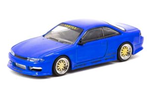 vertex silvia s14 rhd (right hand drive) blue metallic global64 series 1/64 diecast model car by tarmac works t64g-018-bl