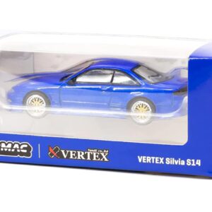 Vertex Silvia S14 RHD (Right Hand Drive) Blue Metallic Global64 Series 1/64 Diecast Model Car by Tarmac Works T64G-018-BL