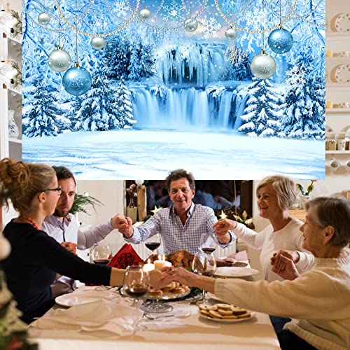 DUAIAI Christmas Decorations, Durable Fabric Winter Wonderland Backdrop Banner for Holiday Party Decor Photography Supplies - 82.7inchx59.1inch