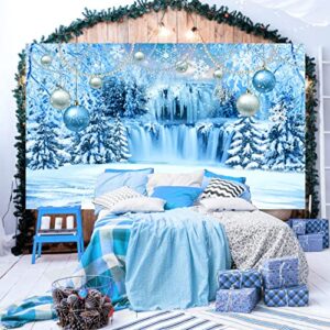 DUAIAI Christmas Decorations, Durable Fabric Winter Wonderland Backdrop Banner for Holiday Party Decor Photography Supplies - 82.7inchx59.1inch