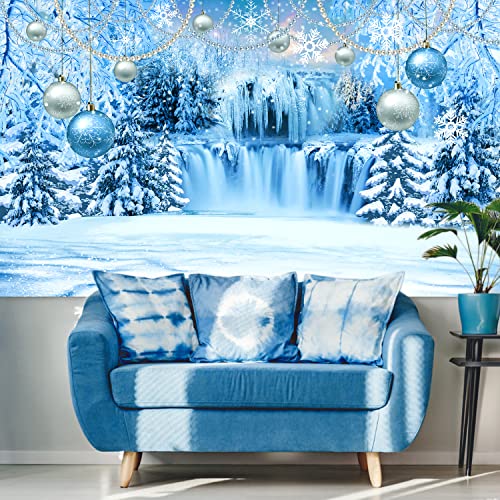 DUAIAI Christmas Decorations, Durable Fabric Winter Wonderland Backdrop Banner for Holiday Party Decor Photography Supplies - 82.7inchx59.1inch