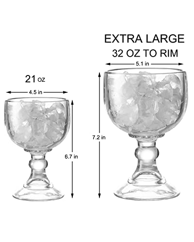 Extra Large 30oz Margarita Schooner Beer Glasses Set of 2, Large Shrimp Cocktail Glasses Goblet, Large Stemmed Glasses With Thick Bottom for Coronaritas, Margaritas,Cocktails