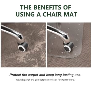 FuturHydro Office Chair Mat for Low Pile Carpet, 48" x 36" Clear Computer Desk Chair Mats for Carpeted Floors, Easy Glide Rolling Plastic Floor Mat (Rectangle)