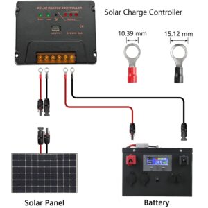 CERRXIAN 10AWG 9.8FT Solar Extension Bare Wire Cable with Female and Male Connector with O Ring for Solar Panels, Charge Controller(Black+Red) (10AWG 9.8FT)-o