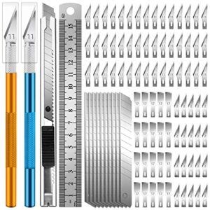 jetmore 94 pack exacto knife craft knife kit, 2 precision exacto knife set, 80pcs #2/#11/#17 hobby knife blades with storage case, exacto knife ​for diy, art work, cutting, carving