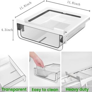 vacane Refrigerator Organizer Drawer, Clear Under Shelf Drawer,Pantry Drawer Under Cabinet Shelf Hanging Storage, Pull Out Fridge Bins Organizer