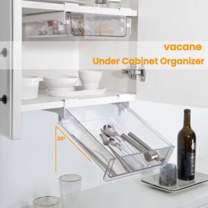 vacane Refrigerator Organizer Drawer, Clear Under Shelf Drawer,Pantry Drawer Under Cabinet Shelf Hanging Storage, Pull Out Fridge Bins Organizer