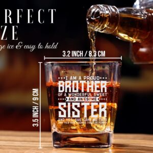 Onebttl Brother Gifts from Sister, Funny Gift Idea for the Best Brother for Christmas, Birthday, Whiskey Glass - Proud