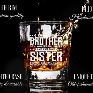 Onebttl Brother Gifts from Sister, Funny Gift Idea for the Best Brother for Christmas, Birthday, Whiskey Glass - Proud