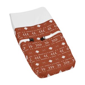 sweet jojo designs rust boho tribal mudcloth boy or girl baby nursery changing pad cover - orange and white woodland bohemian southwest geometric arrow gender neutral aztec mud cloth