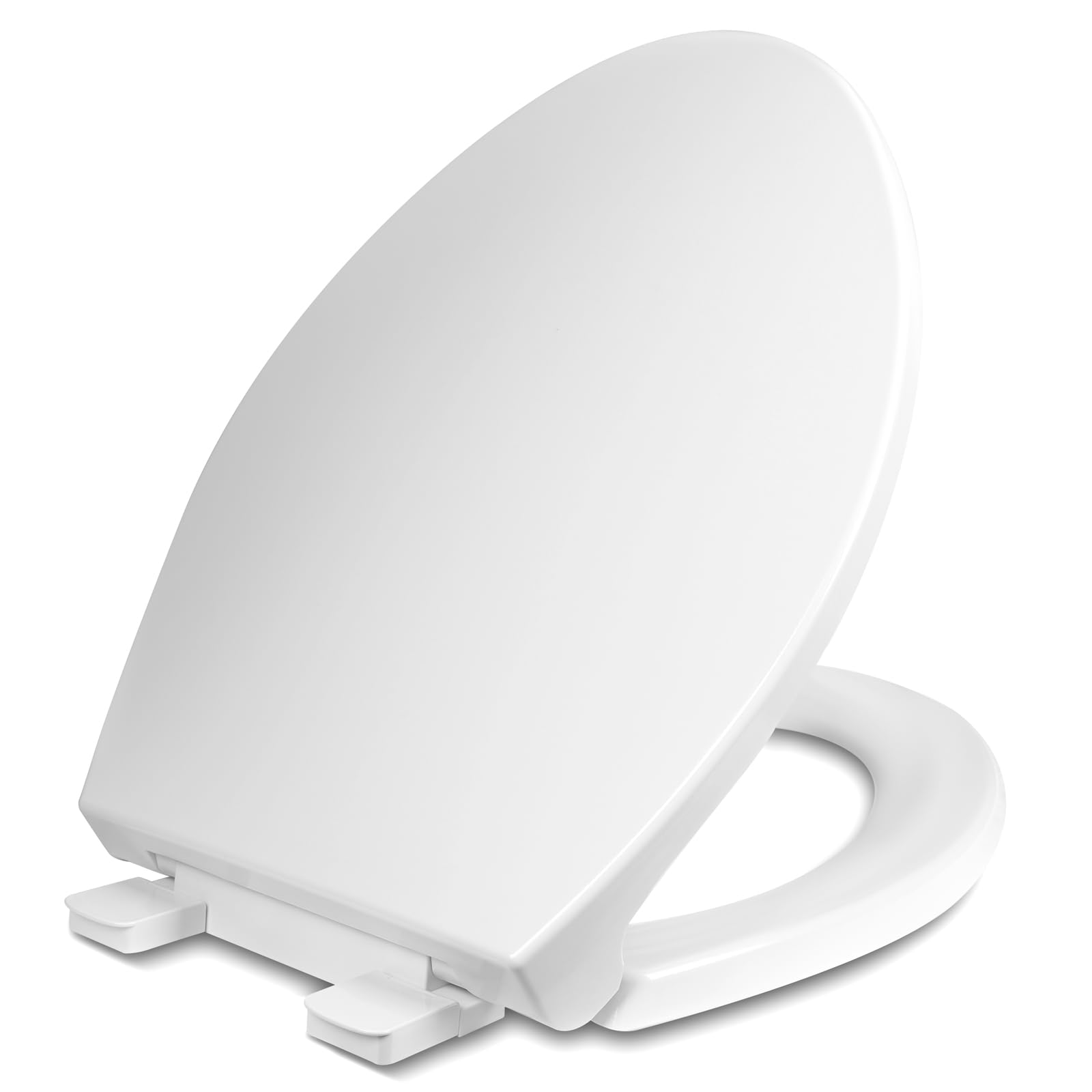 ELONGATED Toilet Seat, Slow-Close, Quick-Release, Never Loosen, Heavy Duty, Easy to Install and Clean, OVAL, White, 18.5"L x 14.2"W