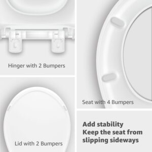 ELONGATED Toilet Seat, Slow-Close, Quick-Release, Never Loosen, Heavy Duty, Easy to Install and Clean, OVAL, White, 18.5"L x 14.2"W