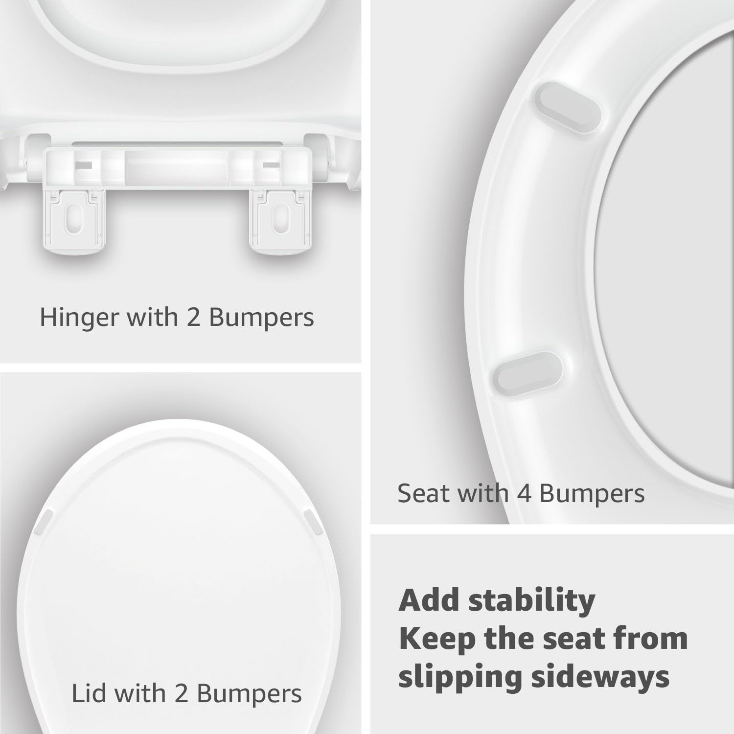 ELONGATED Toilet Seat, Slow-Close, Quick-Release, Never Loosen, Heavy Duty, Easy to Install and Clean, OVAL, White, 18.5"L x 14.2"W