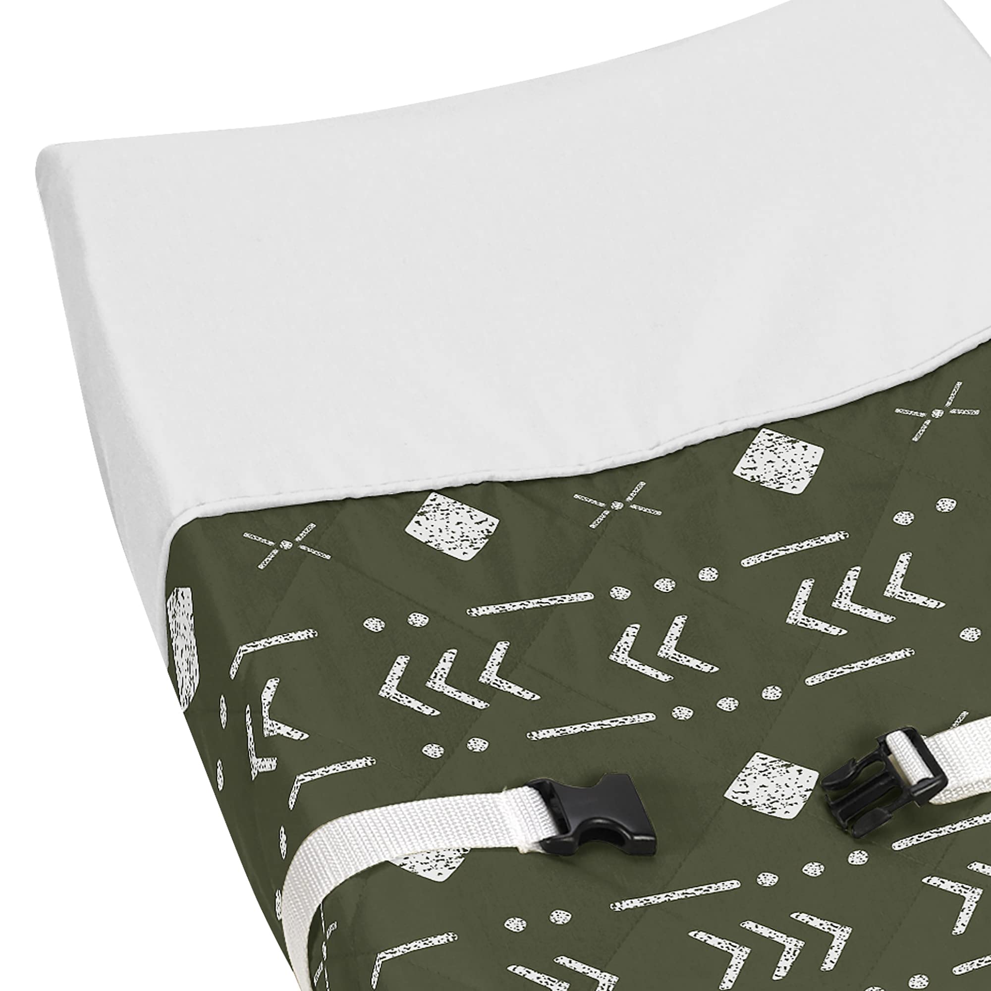 Sweet Jojo Designs Hunter Green Boho Tribal Mudcloth Boy or Girl Baby Nursery Changing Pad Cover - White Woodland Bohemian Southwest Geometric Arrow Aztec Mud Cloth