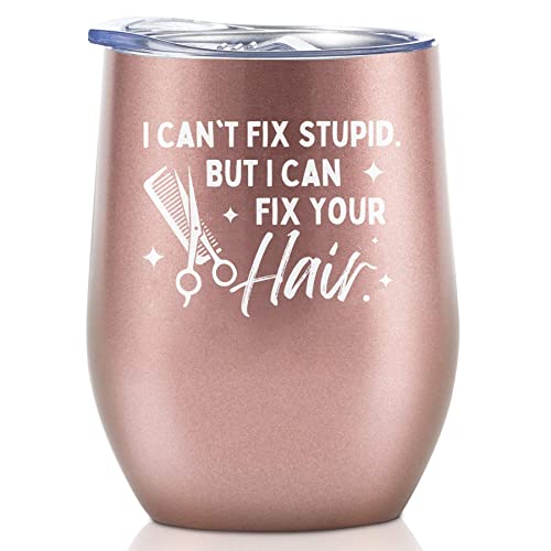 Onebttl Hair Stylist Gifts For Women, Female, Her - I Can Fix Your Hair - 12 oz/350 ml Stainless Steel Insulated Wine Tumbler - Thank You Ideas Gifts for Hairdresser, Hairstylist