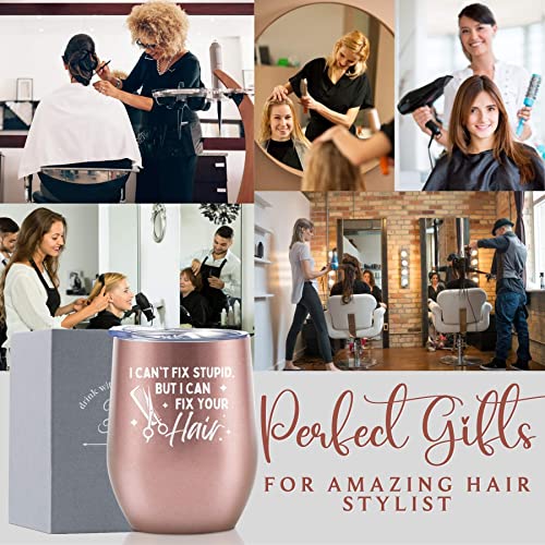 Onebttl Hair Stylist Gifts For Women, Female, Her - I Can Fix Your Hair - 12 oz/350 ml Stainless Steel Insulated Wine Tumbler - Thank You Ideas Gifts for Hairdresser, Hairstylist