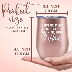 Onebttl Hair Stylist Gifts For Women, Female, Her - I Can Fix Your Hair - 12 oz/350 ml Stainless Steel Insulated Wine Tumbler - Thank You Ideas Gifts for Hairdresser, Hairstylist