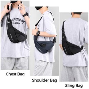 Peicees Crossbody Sling Bag for Men Women Lightweight Hiking Backpack Purse Waterproof Shoulder Bag Slim Chest Bags Small