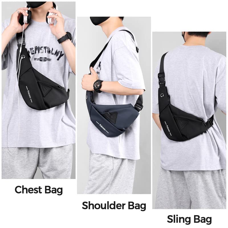 Peicees Crossbody Sling Bag for Men Women Lightweight Hiking Backpack Purse Waterproof Shoulder Bag Slim Chest Bags Small