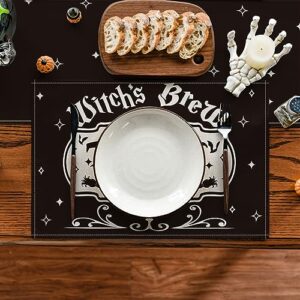 Artoid Mode Black Brewing Salem Placemats Set of 4, 12x18 Inch Seasonal Table Mats for Party Kitchen Dining Decoration