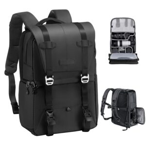 k&f concept camera backpack, camera bags for photographers large capacity camera case with raincover,15-15.6 inch laptop compartment compatible for canon/nikon/sony/dji mavic drone(backpack 20l)