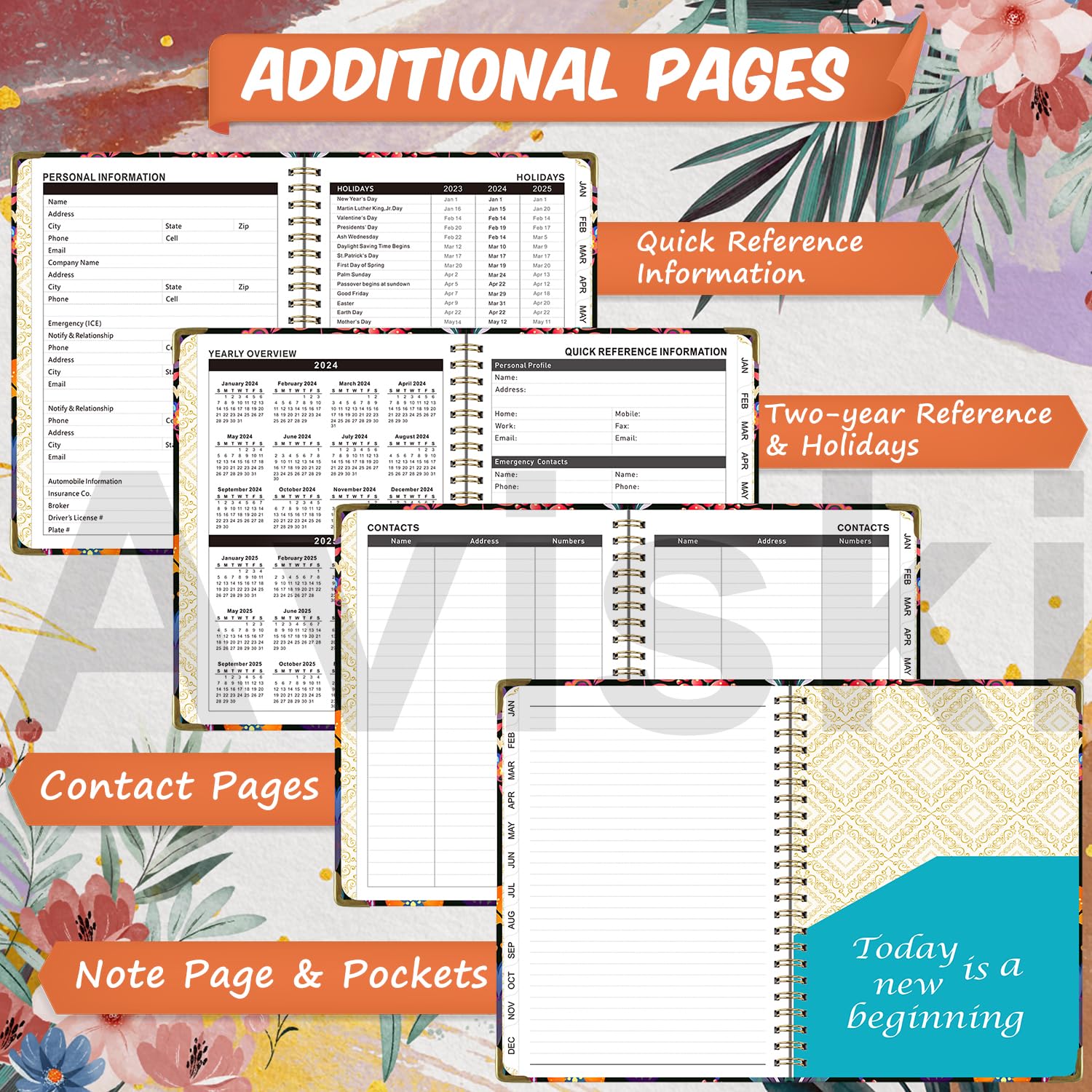 2024 Planner, Weekly & Monthly Planner 2023 from Jan. 2024-Dem. 2024, 6.1"×8.5", Academic Planner 2024 with Tabs, Thick Paper, Twin-Wire Binding, Home or Office Use for Gifts