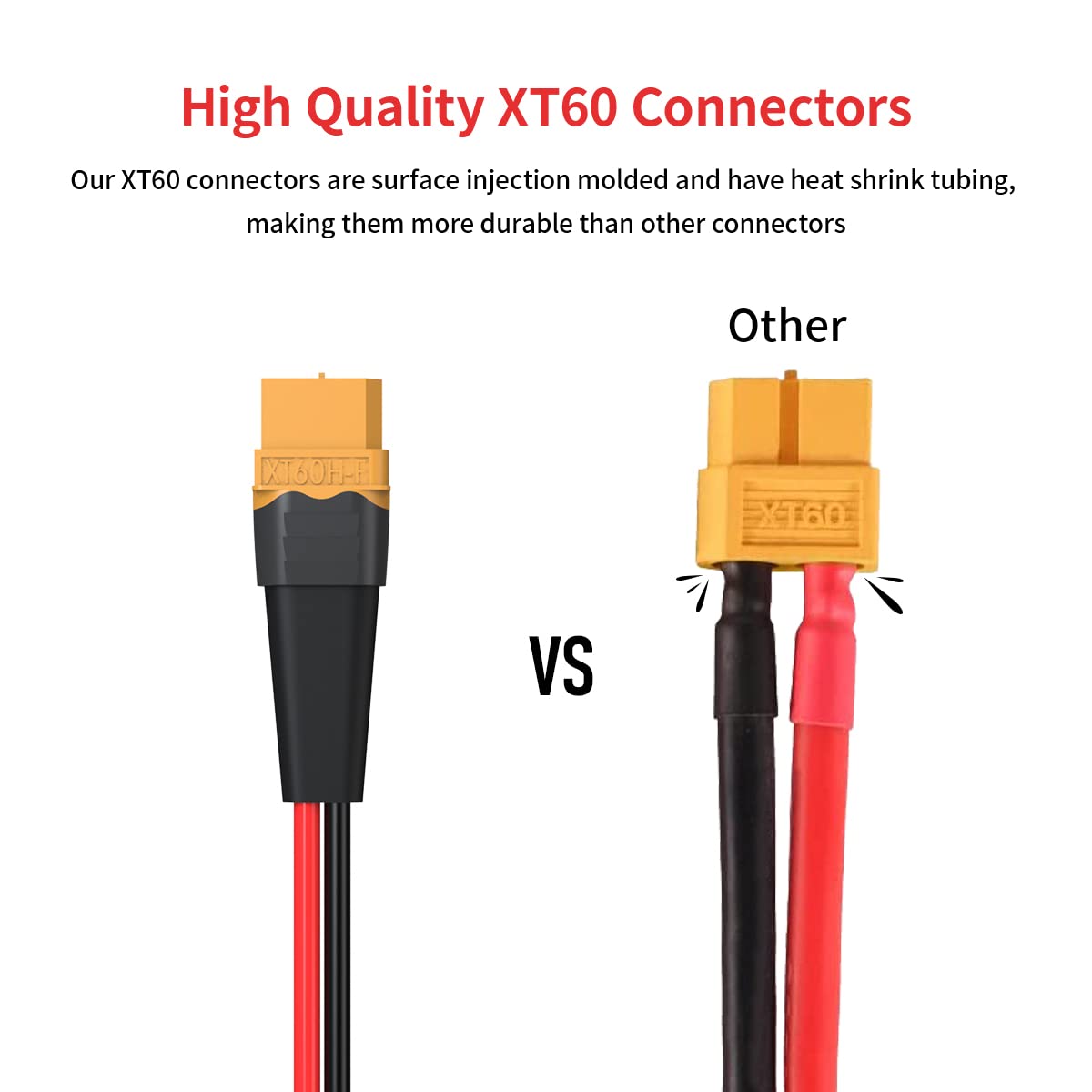 ELFCULB 12AWG XT60 to SAE Connector Extension Cable with SAE Polarity Reverse Adapter for Portable Power Station Solar Panel Solar Generator(2FT)