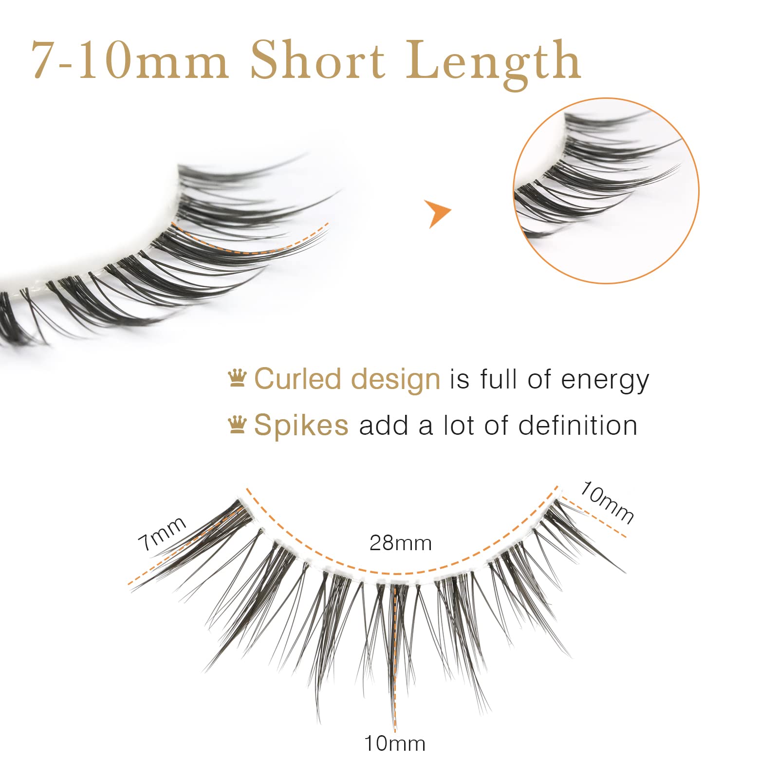 Lashes Natural Look 10mm with Thin Clear Band 10 Pairs Asian Korean Japanese Style Natural Looking Fake Strip Lashes for Small Face Eyes by EMEDA(806)