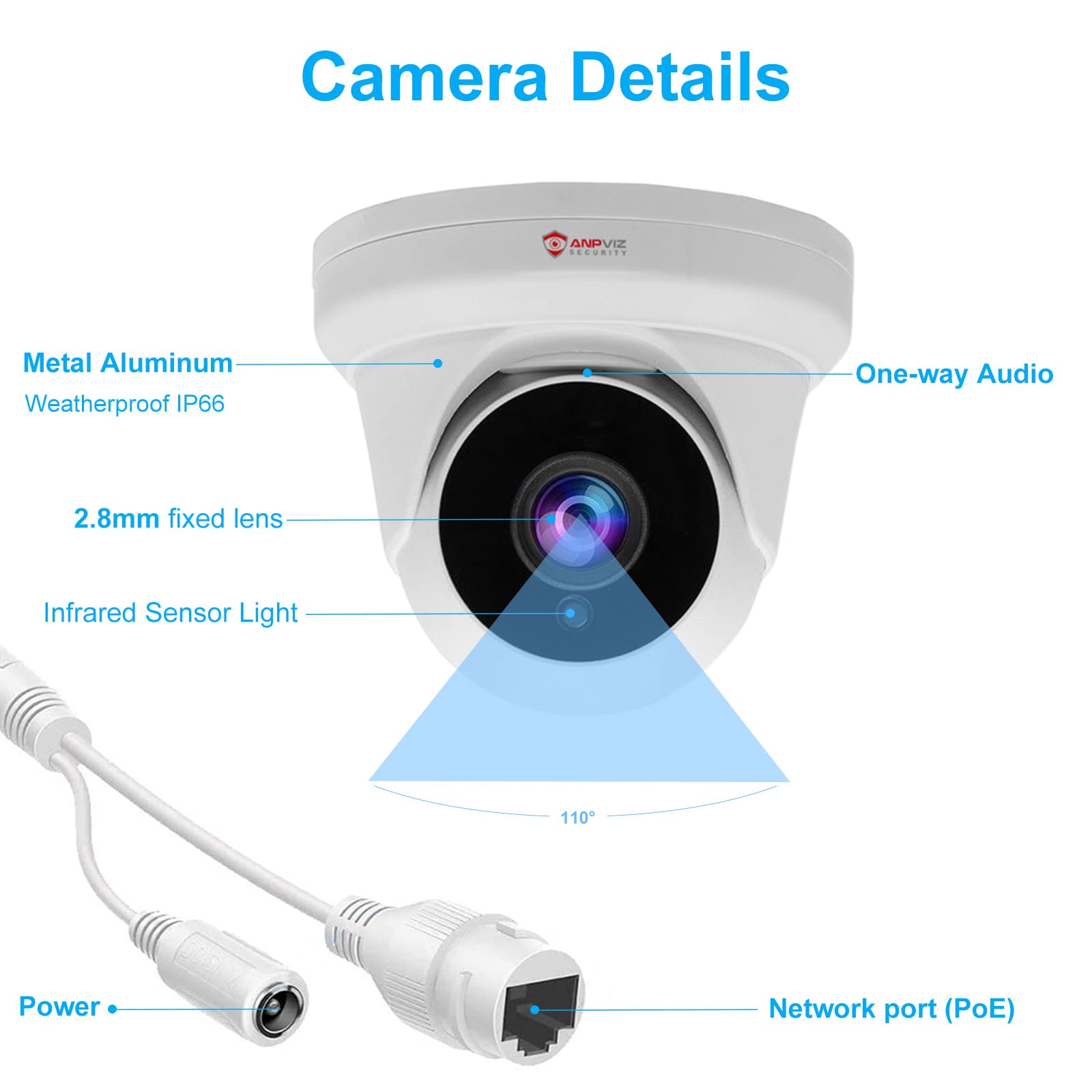 Anpviz 4MP PoE IP Turret Camera with Microphone/Audio, IP Security Camera Outdoor Indoor, Night Vision 50ft, Waterproof IP66, 108° Wide Angle 2.8mm Lens, 24/7 Recording, NDAA Compliant (U Series)