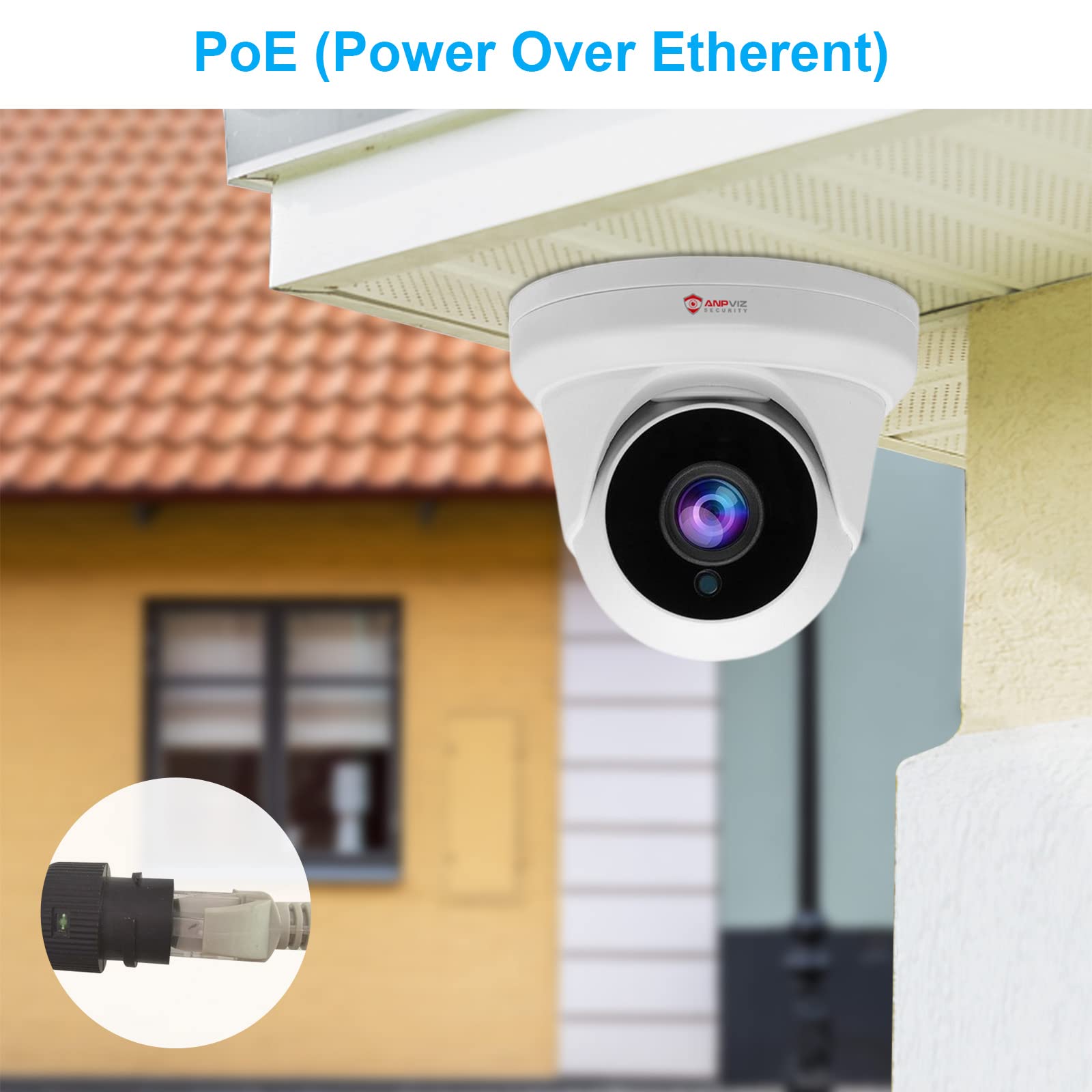 Anpviz 4MP PoE IP Turret Camera with Microphone/Audio, IP Security Camera Outdoor Indoor, Night Vision 50ft, Waterproof IP66, 108° Wide Angle 2.8mm Lens, 24/7 Recording, NDAA Compliant (U Series)