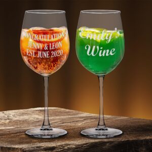 Personalized Wine Glass With Stem Custom Text Engraved 12oz Drinkware Decoration