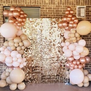 Square Shimmer Wall Backdrop Party Panels 24-Pack Sequin Wall Backdrop Champagne Tiktok Backgrounds for Wedding Anniversary Birthday Engagement and Bachelorette Parties