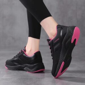 Womens Lightweight Stylish Solid Anti Skid Casual Sport Shoes for Spring Autumn Exercise Gym Athletic Street Travel Trip School Office Black Pink 5.5 Women