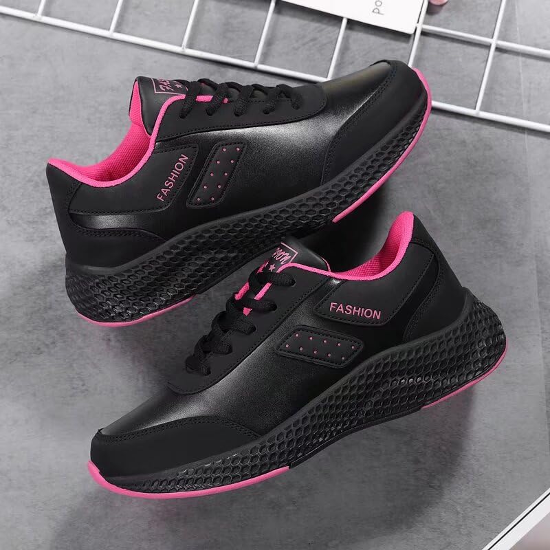 Womens Lightweight Stylish Solid Anti Skid Casual Sport Shoes for Spring Autumn Exercise Gym Athletic Street Travel Trip School Office Black Pink 5.5 Women