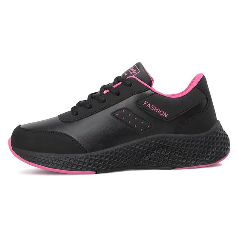 Womens Lightweight Stylish Solid Anti Skid Casual Sport Shoes for Spring Autumn Exercise Gym Athletic Street Travel Trip School Office Black Pink 5.5 Women