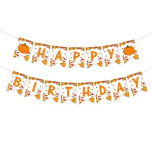 Autumn Birthday Party Decorations,Pumpkin Maple Sunflower Turkey Harvest Farm party supplies Favors,Fall Happy Birthday Banner,Thanksgiving Party Banner,Autumn Birthday Party Cake Topper