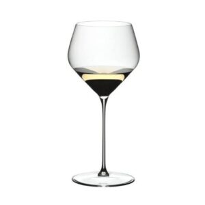 Riedel Veloce Chardonnay Glasses (Set of 2) Bundle with Microfiber Polishing Cloth (2 Items)