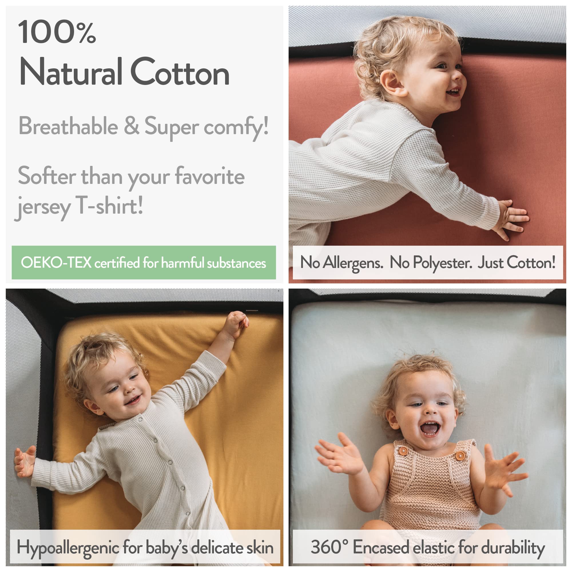 Cradle Sheets Fitted 18 x 36 Inch – Snuggly Soft 100% Jersey Cotton – Light + Dark Sage Green – 2 Pack