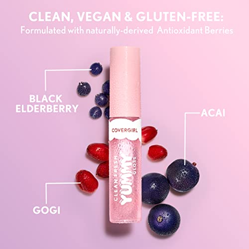 COVERGIRL Clean Fresh Yummy Gloss – Lip Gloss, Sheer, Natural Scents, Vegan Formula - Let’s Get Fizzical