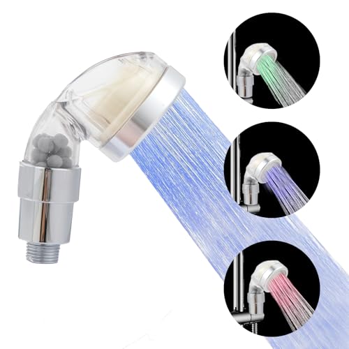 Socila Professional LED Shower Head: Auto Color Changing, High Pressure, and Water Filtration for Shampoo Bowl"